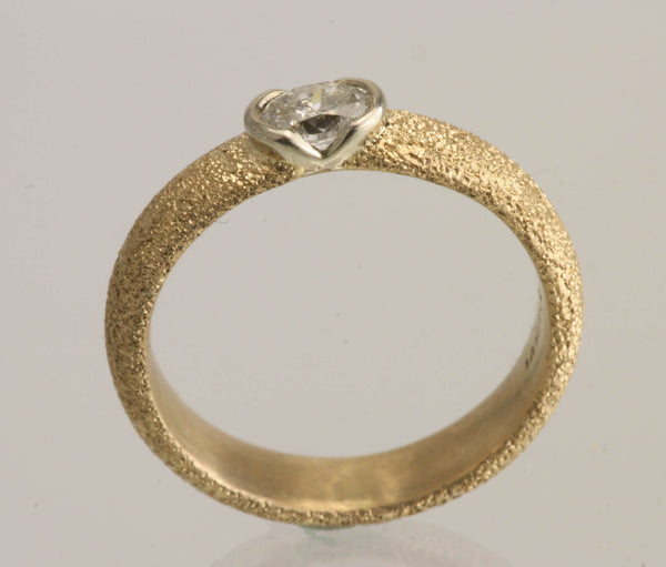 Oval Diamond In 14kt Partial Bezel Ring - Pyramid Studios